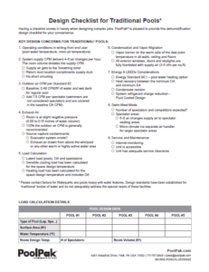 Design Checklist for Traditional Pools - PoolPak